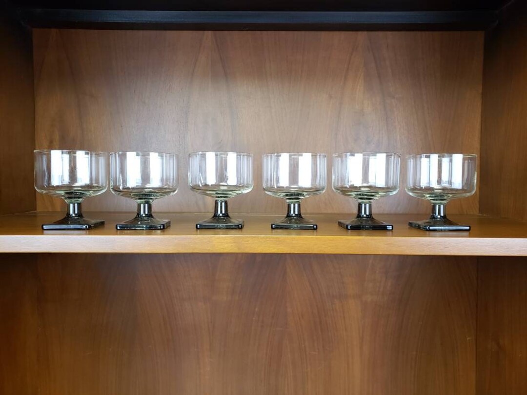 Federal Glass Champagne or Sherbert Arctic Midnight Smoke Square Base ...