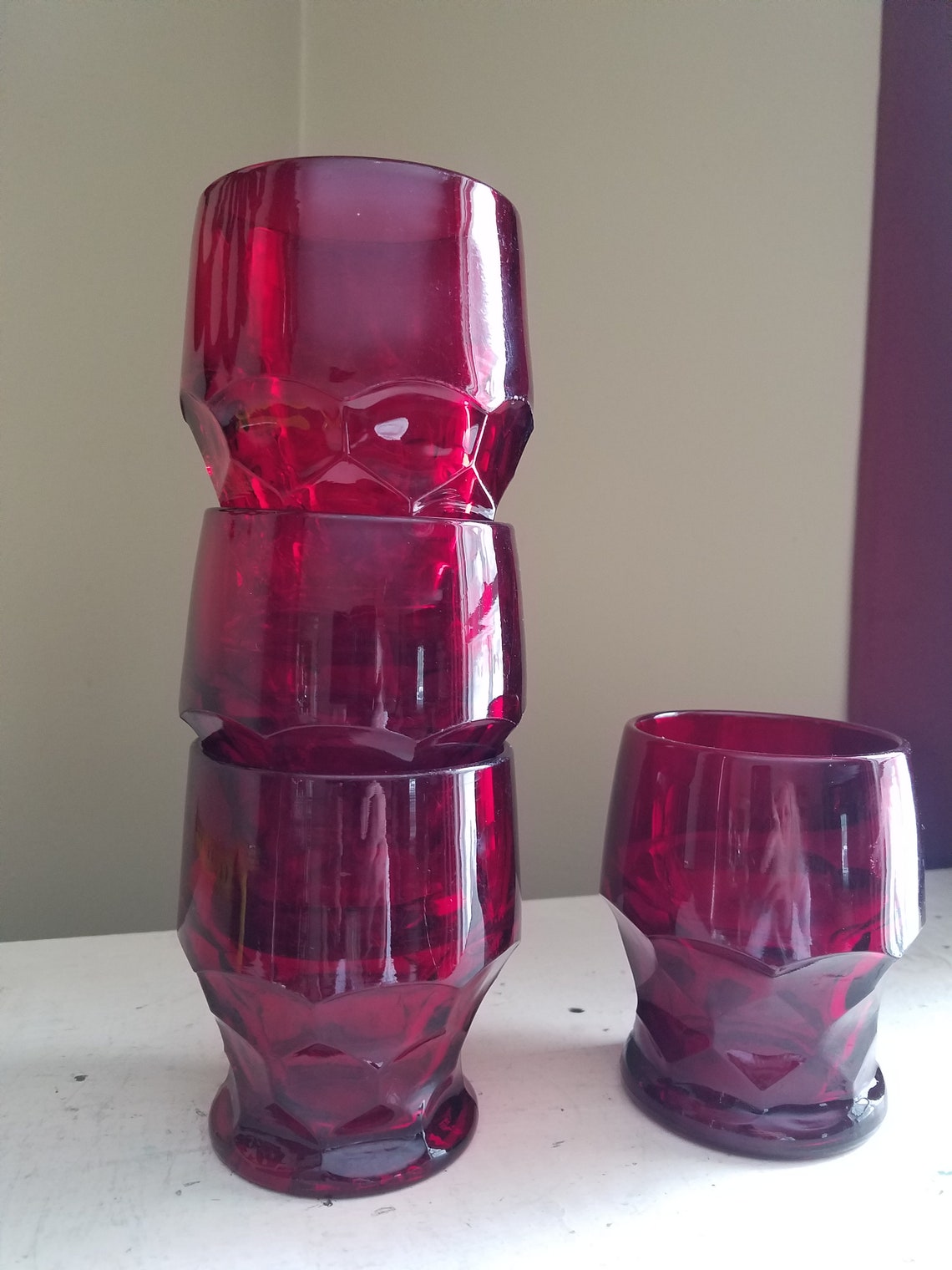 Anchor Hocking Ruby red short tumbler set of 4 | Etsy