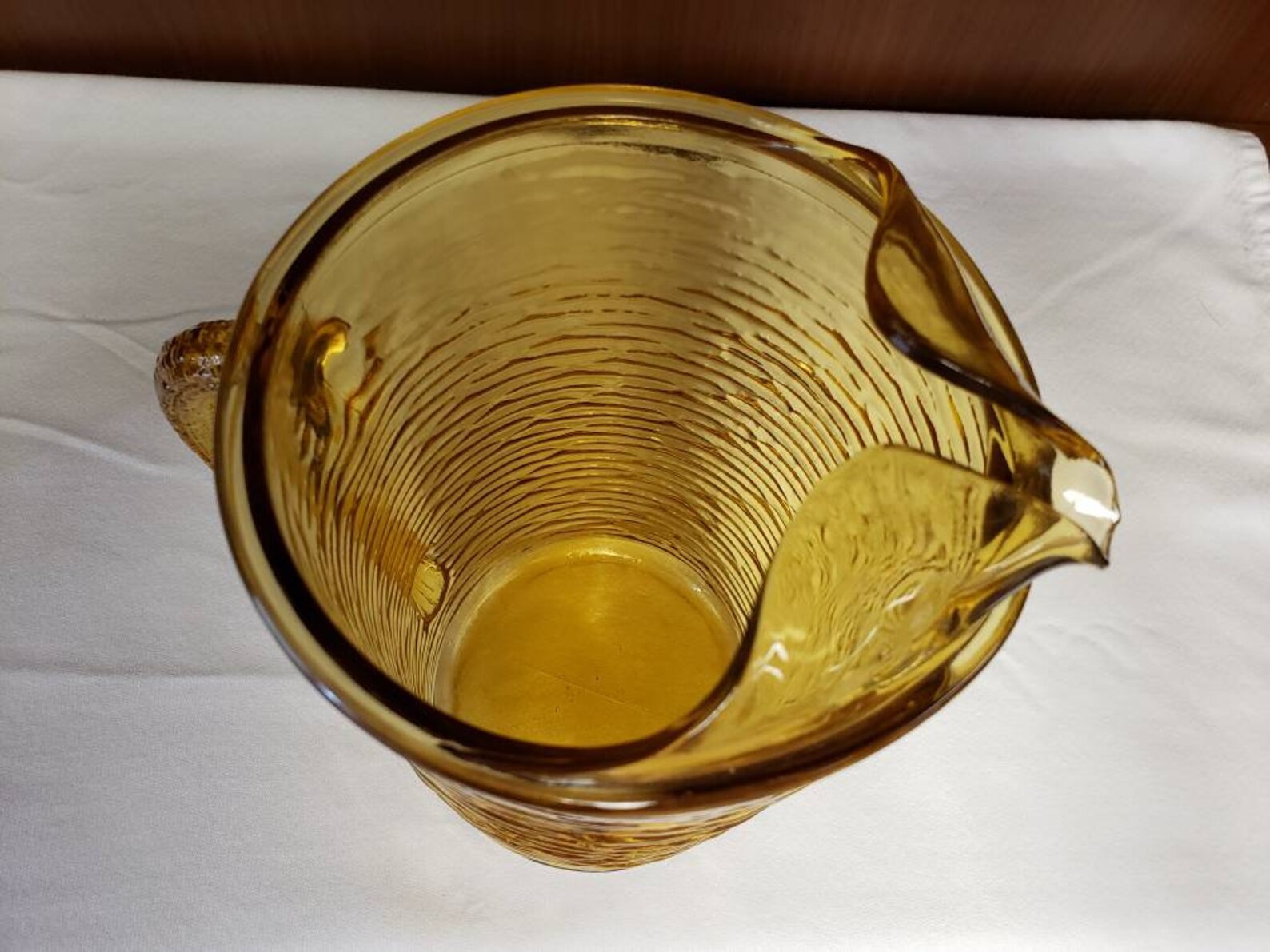 Anchor Hocking Pitcher Soreno Honey Gold Crinkle Amber Glass | Etsy