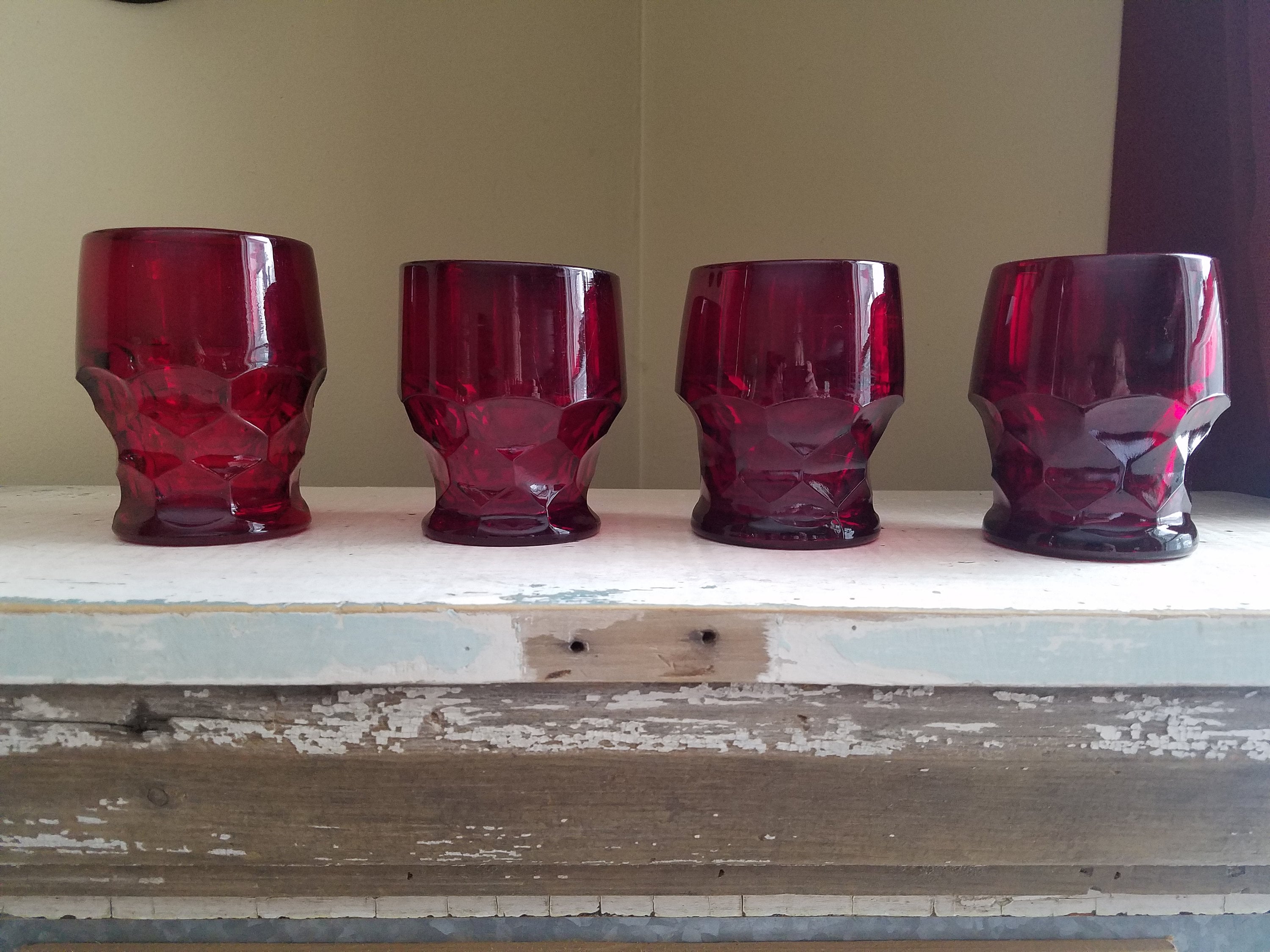 Anchor Hocking Ruby Red Short Tumbler Set of 4 - Etsy