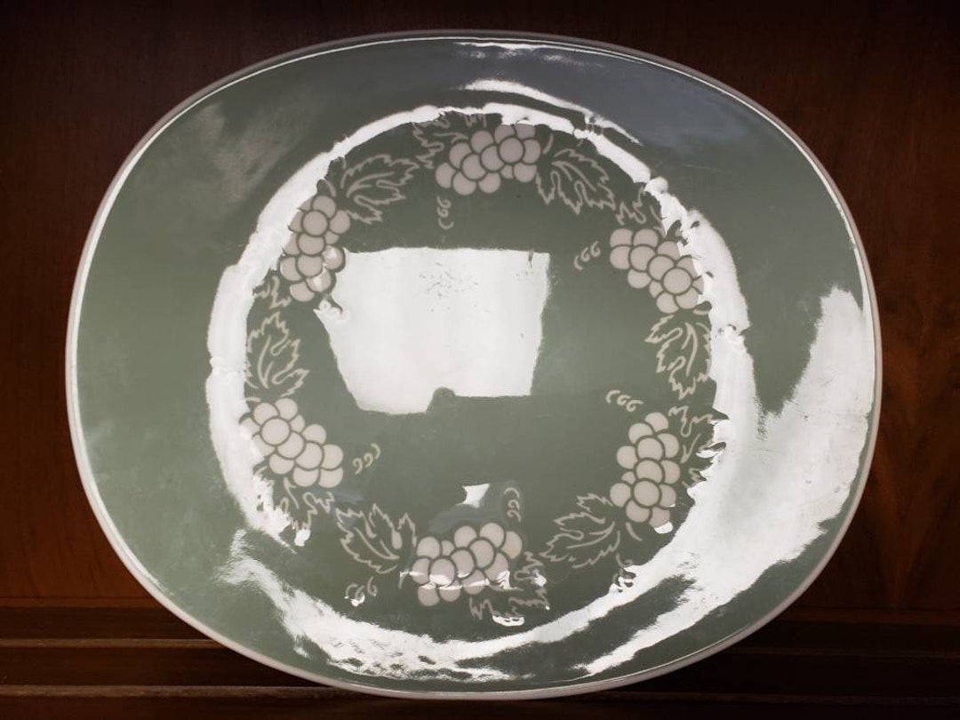 Harkerware Sage Green Platter Grapes and Grapevine - Etsy