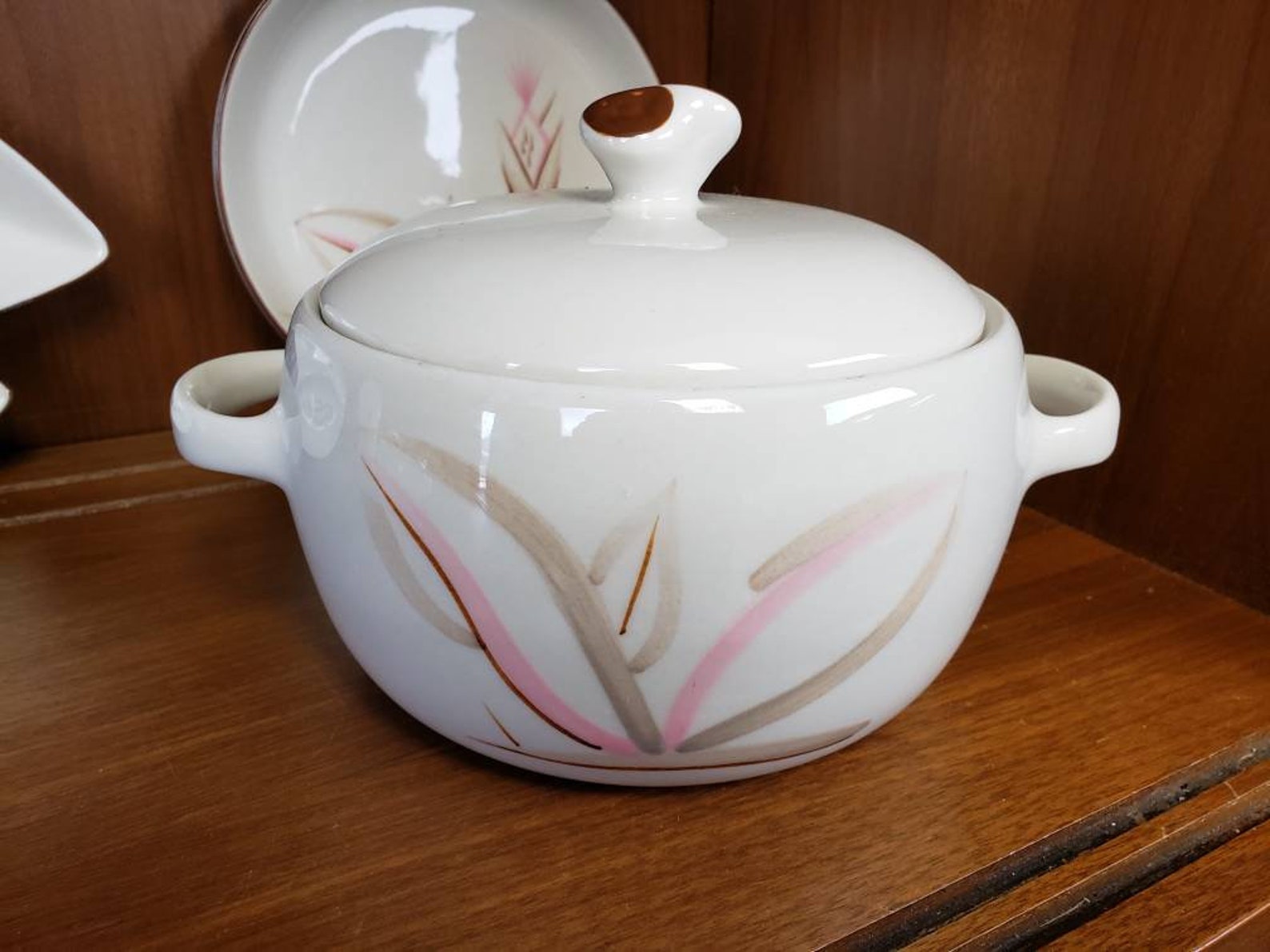 Winfield Dragon Flower Mid Century Dinnerware Pink and Brown Dessert ...