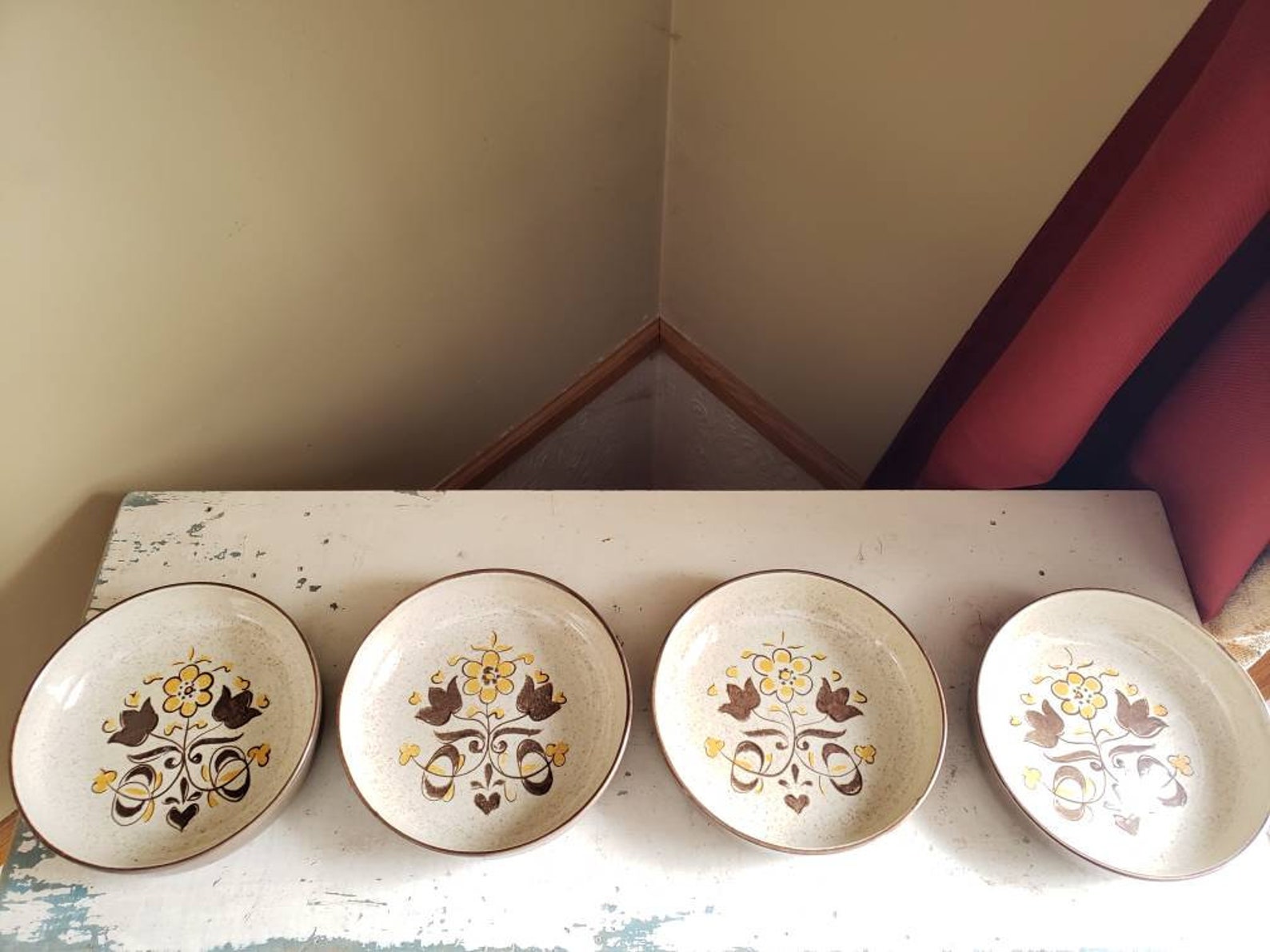 Red Wing Pottery Turtle Dove Pattern Bowl Set of 4 Vintage Red - Etsy