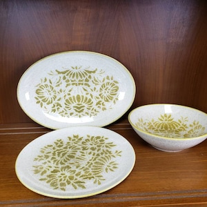 Red Wing Damask Platter, Bowl and Dinner Plate Set of 3 Vintage Floral ...