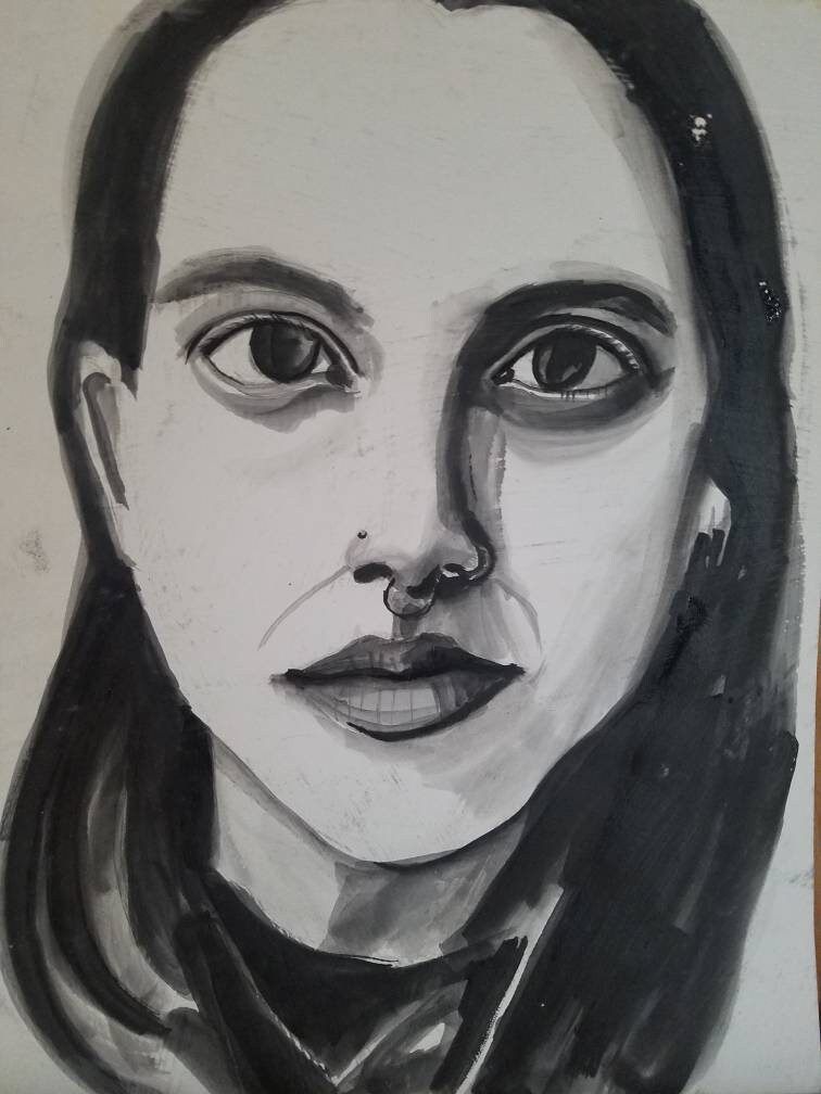 Pen and Ink Drawing of Anna a Women's Portrait Original Art by Chrissy ...