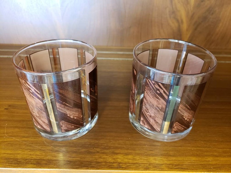 Libbeys Wood Grain Vintage Short Rocks Whiskey Glasses Wood - Etsy