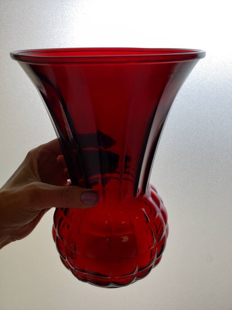Ruby Red Vase Anchor Hocking Red Pineapple Vase - Etsy