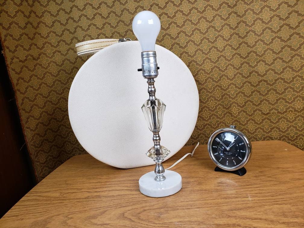 Vintage Clear Glass Lamp Small Accent Light - Etsy