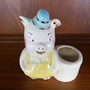 Shawnee Pottery Roly Poly Pig Planter With Pastel Colors and Gold ...