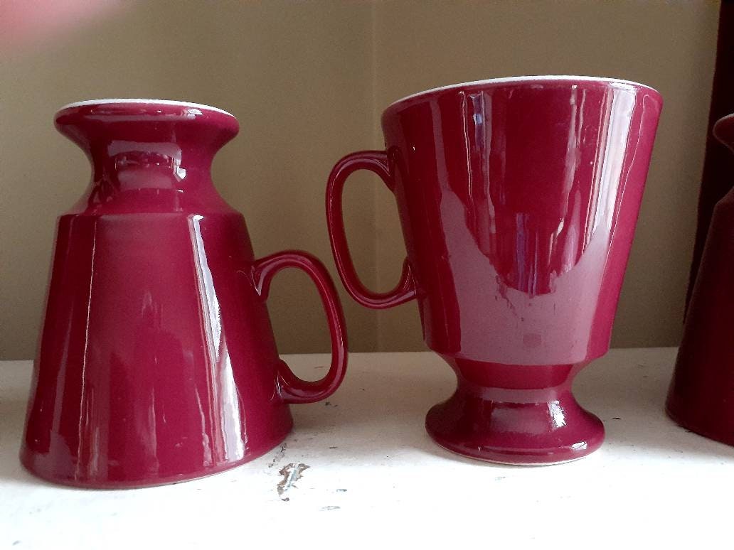 Shenango Pedistal Mug Maroon Set of 6 Mid Century Modern Restaurant ...