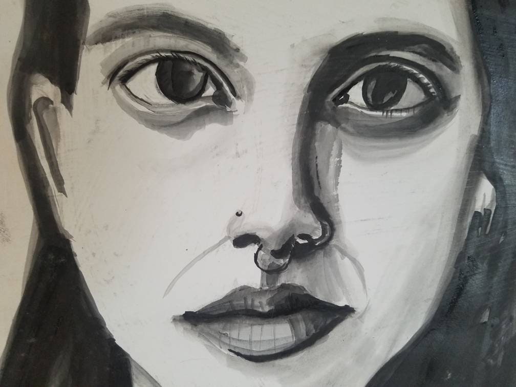 Pen and Ink Drawing of Anna a Women's Portrait Original | Etsy