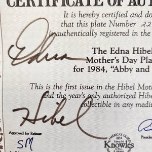 Edna Hibel Collector Plate Original Box Signature Abby and Lisa Mother ...