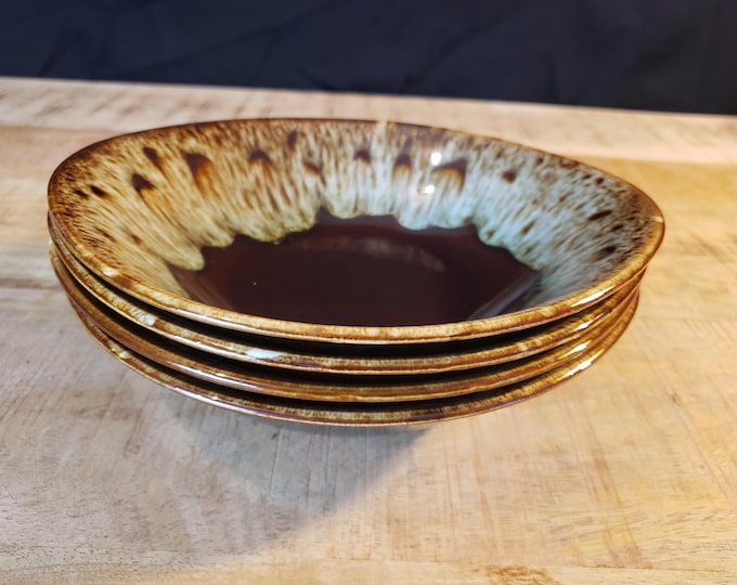 Harker Canonsburg Rawhide Plates Cereal Bowls Serving Pieces Brown Drip ...