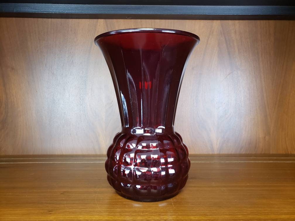 Ruby Red Vase Anchor Hocking Red Pineapple Vase - Etsy