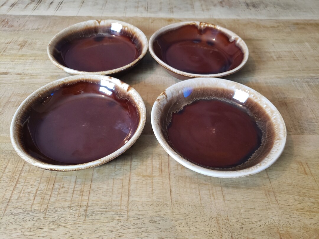Mccoy Brown Drip Bowls Set of 4 Vintage Dishware Brown and Cream Bowls ...