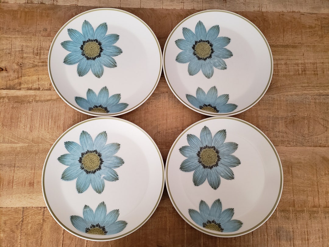 Noritake UP SA Daisy Dinner Plate Set of 4 Vintage Blue Daisy Dishware ...
