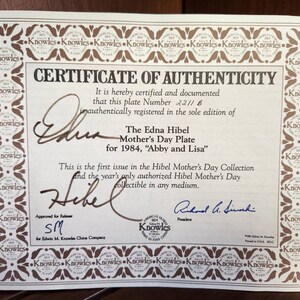 Edna Hibel Collector Plate Original Box Signature Abby and Lisa Mother ...