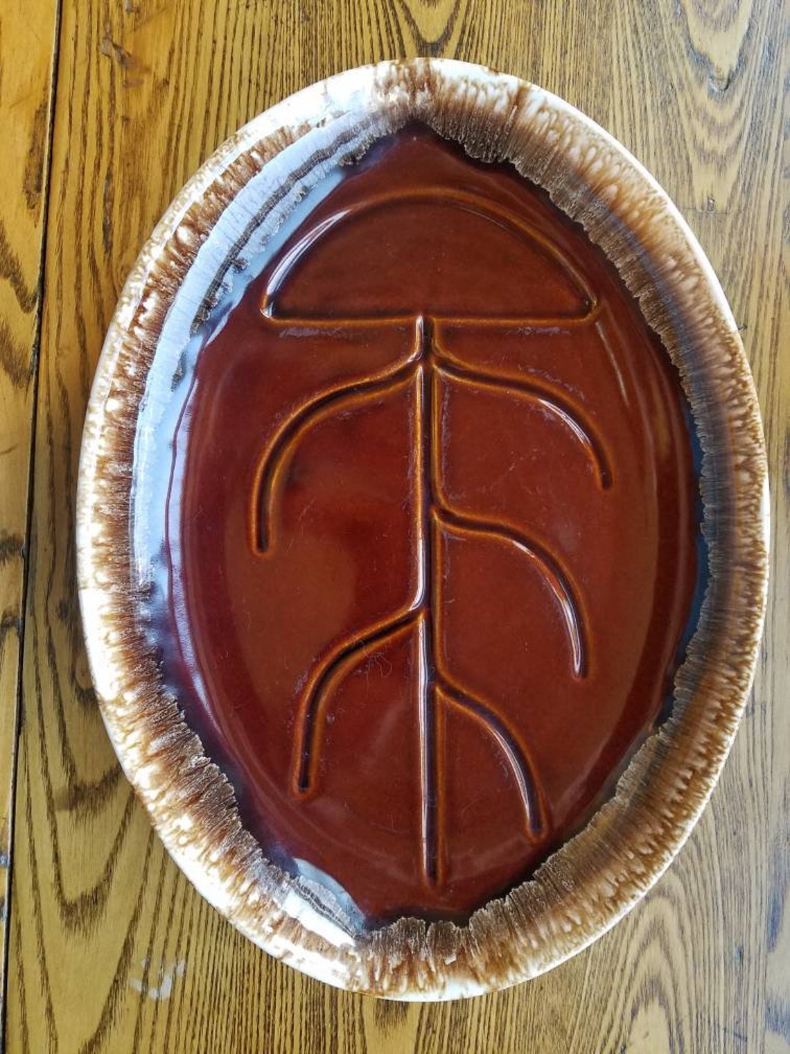 Mccoy Platter 7017 Chocolate Brown Drip Edge Steak Grill - Etsy