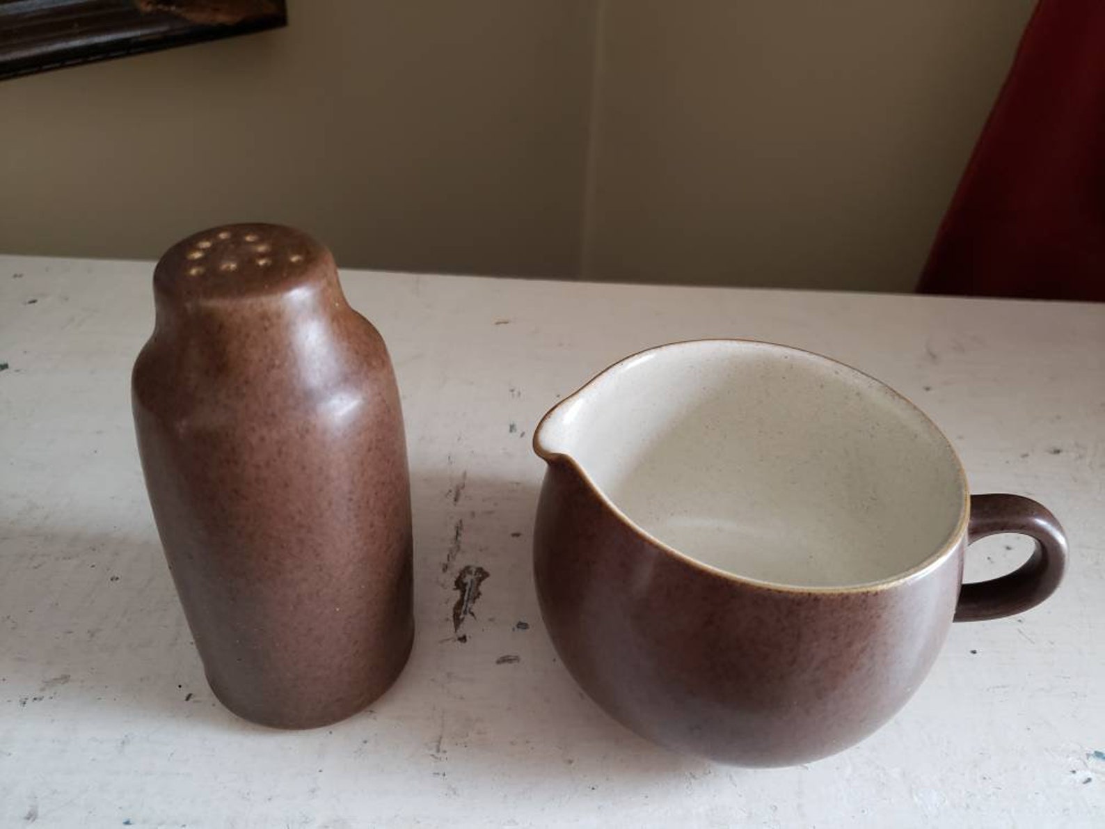 Denby Langley Russet Shaker and Creamer Set of 2 Tan Specks Brown ...