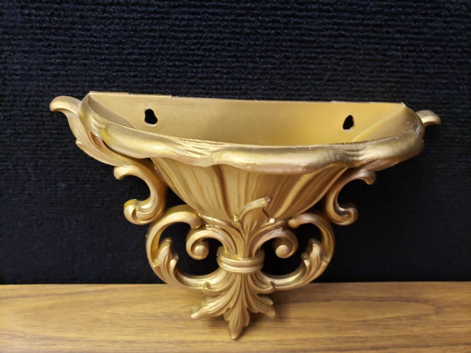 Homco Plastic Wall Pocket in Gold Resin 1963 Hollywood Regency #4446 - Etsy