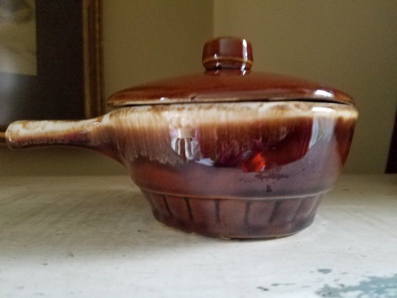 Mccoy Brown Drip Soup or Chili Crock With Lid and Handle | Etsy