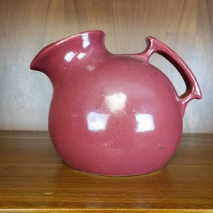 Burgundy Ball Pitcher UHL Pottery From the 1940s Primitive Pottery - Etsy