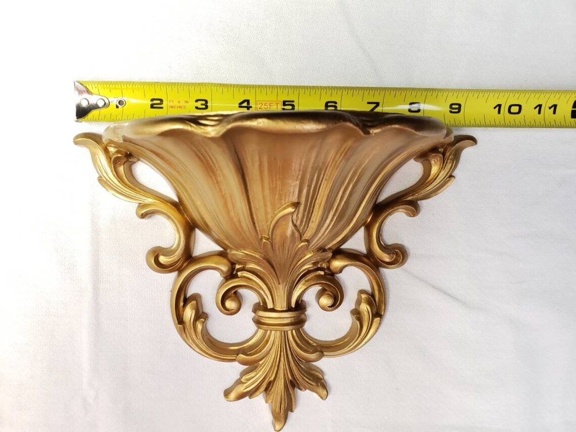 Homco Plastic Wall Pocket in Gold Resin 1963 Hollywood Regency #4446 - Etsy