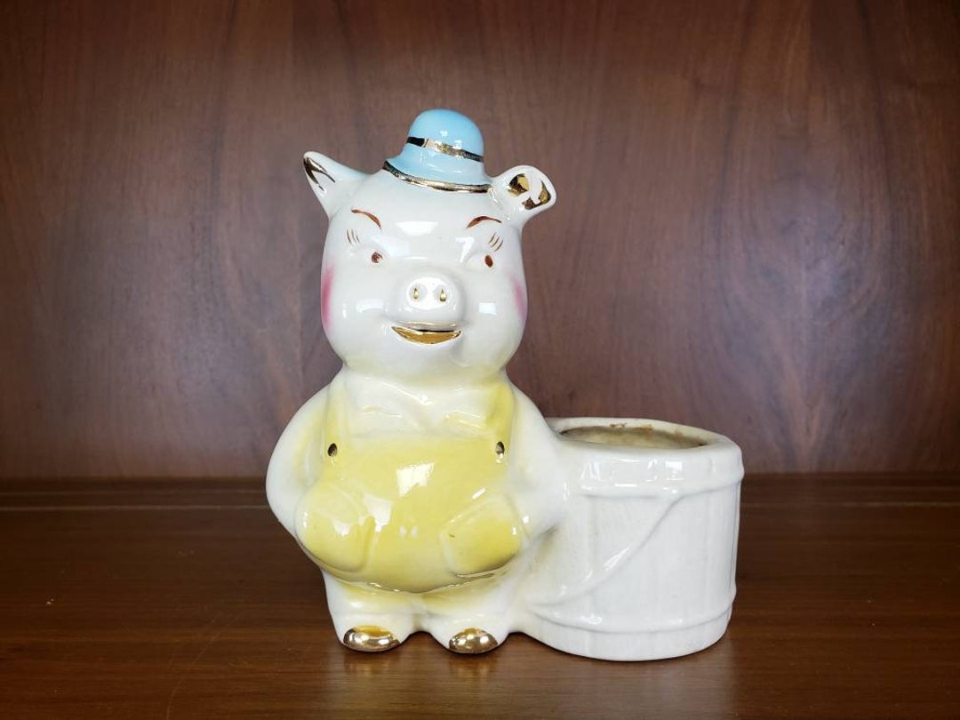 Shawnee Pottery Roly Poly Pig Planter With Pastel Colors and Gold ...