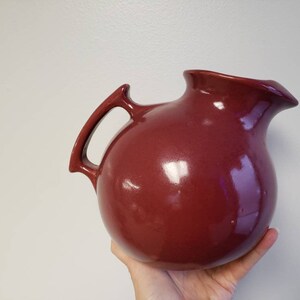 Burgundy Ball Pitcher UHL Pottery From the 1940s Primitive Pottery - Etsy
