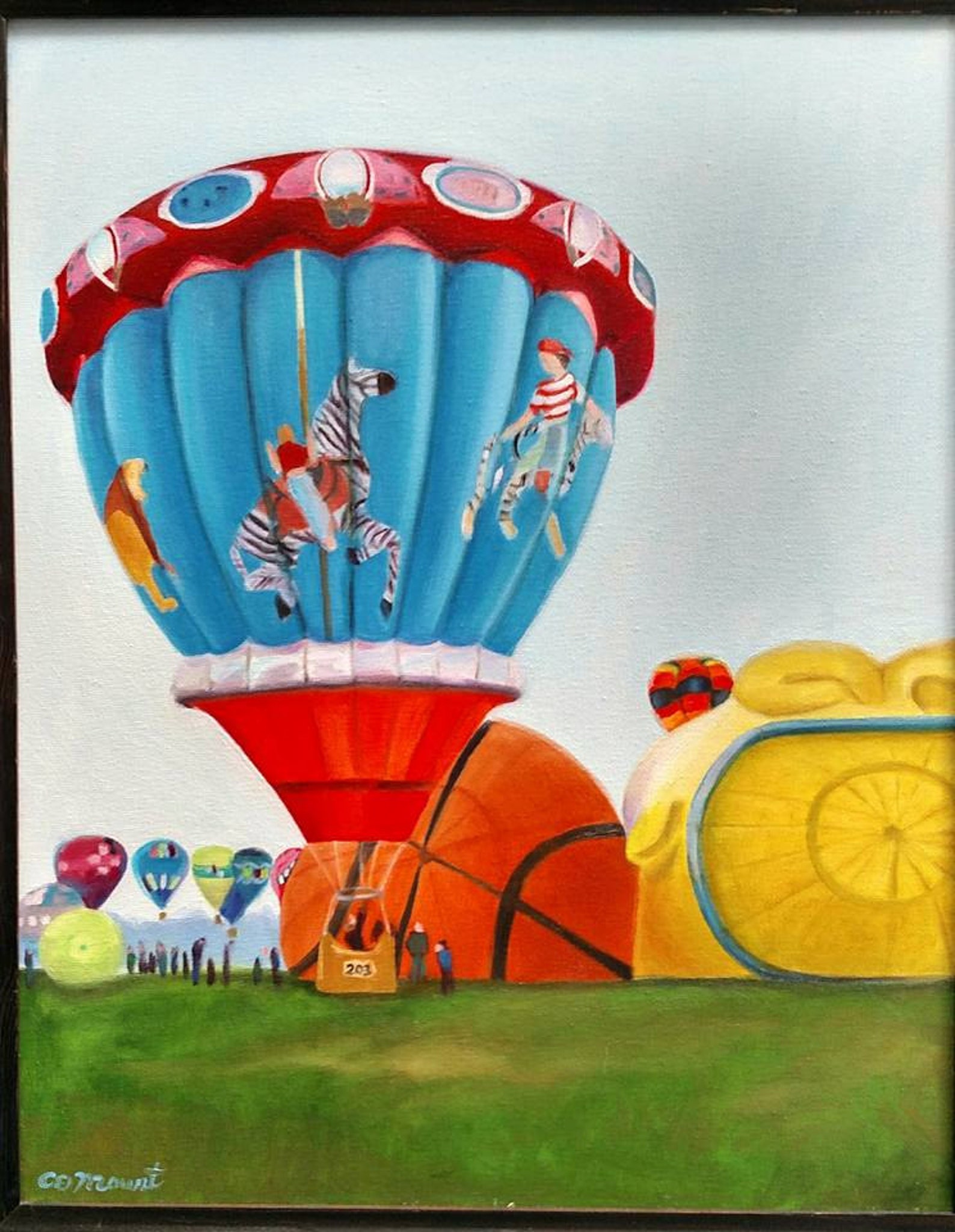 Hot Air Balloon Painting of a Carousel Balloon Oil Painting | Etsy