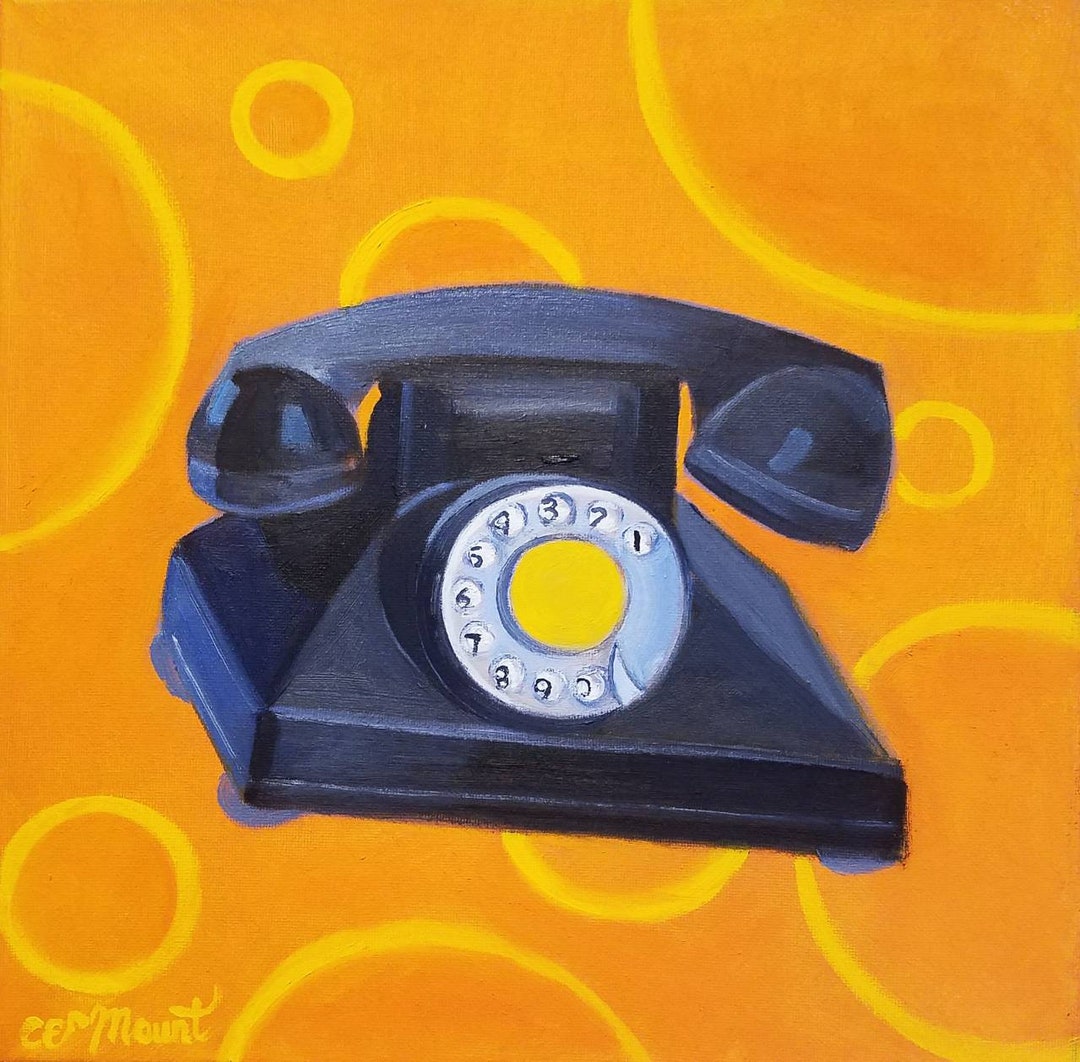 Telephone 12 X 12 Square Canvas Stretched Painting - Etsy