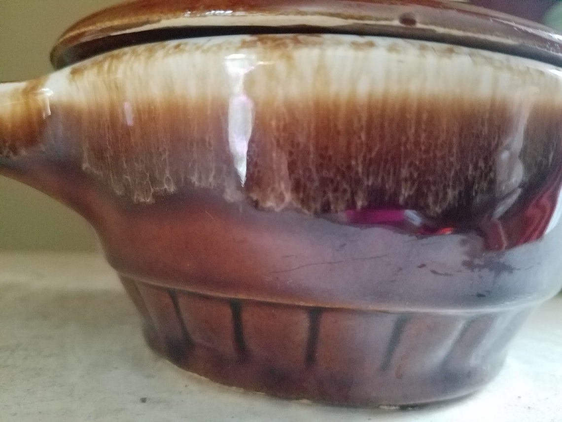 Mccoy Brown Drip Soup or Chili Crock With Lid and Handle | Etsy