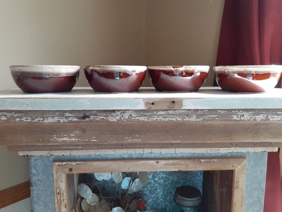 McCoy brown drip soup or cereal bowl set of 4 bottom stamp | Etsy