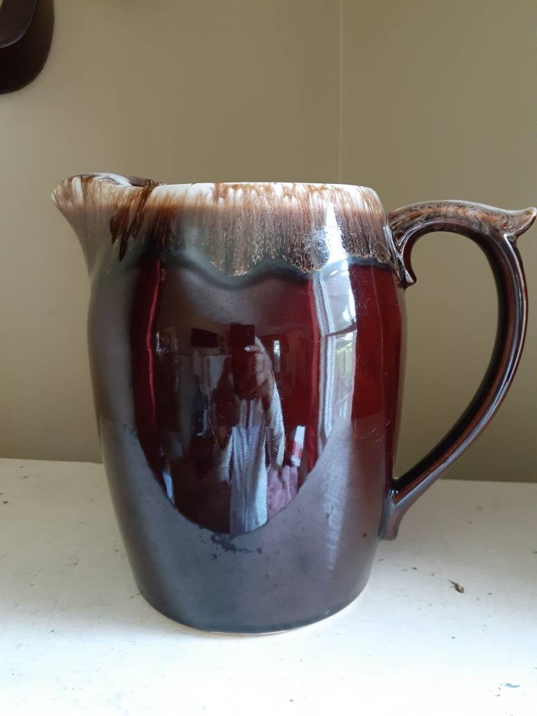 Mccoy Brown Drip Pitcher Stamped on the Bottom USA 7011 Mirror Brown ...