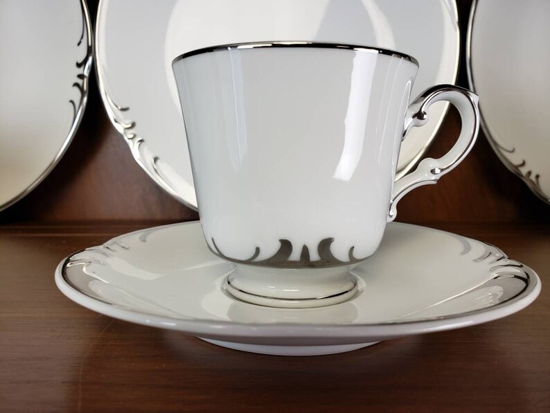 Style House Embassy Big Vintage Dish Set White Silver Trim Service for ...