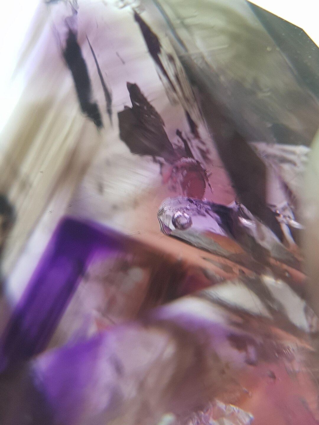 Enhydro Stacked Amethyst Smoky Phantom With Two Moving Bubbles, Streep ...