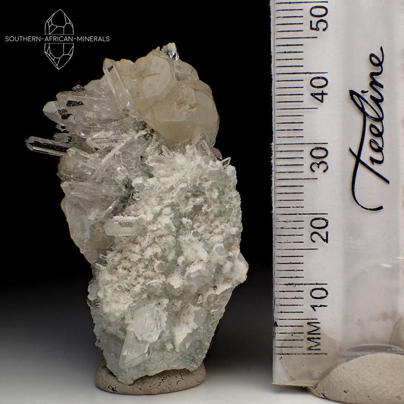 Lustrous Quartz Crystal Cluster With Prehnite and Calcite - Etsy