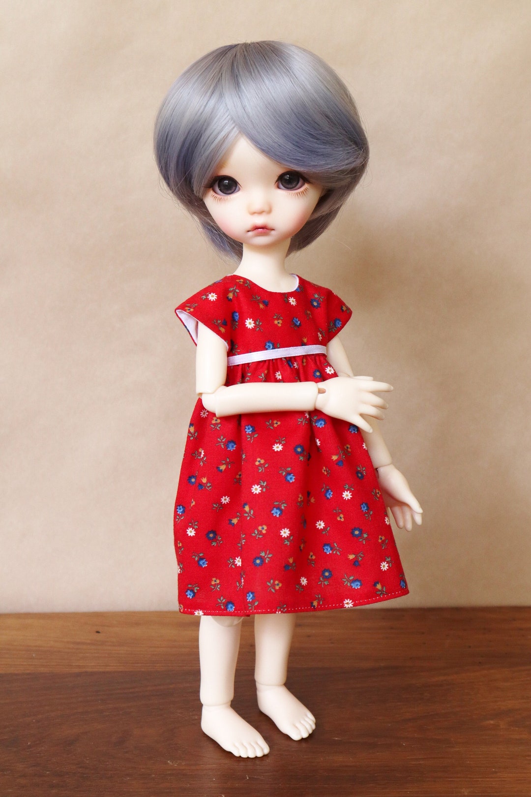 IMDA 3.0 Dress for YOSD BJD Dolls | Classic Red Calico Doll Dress for ...