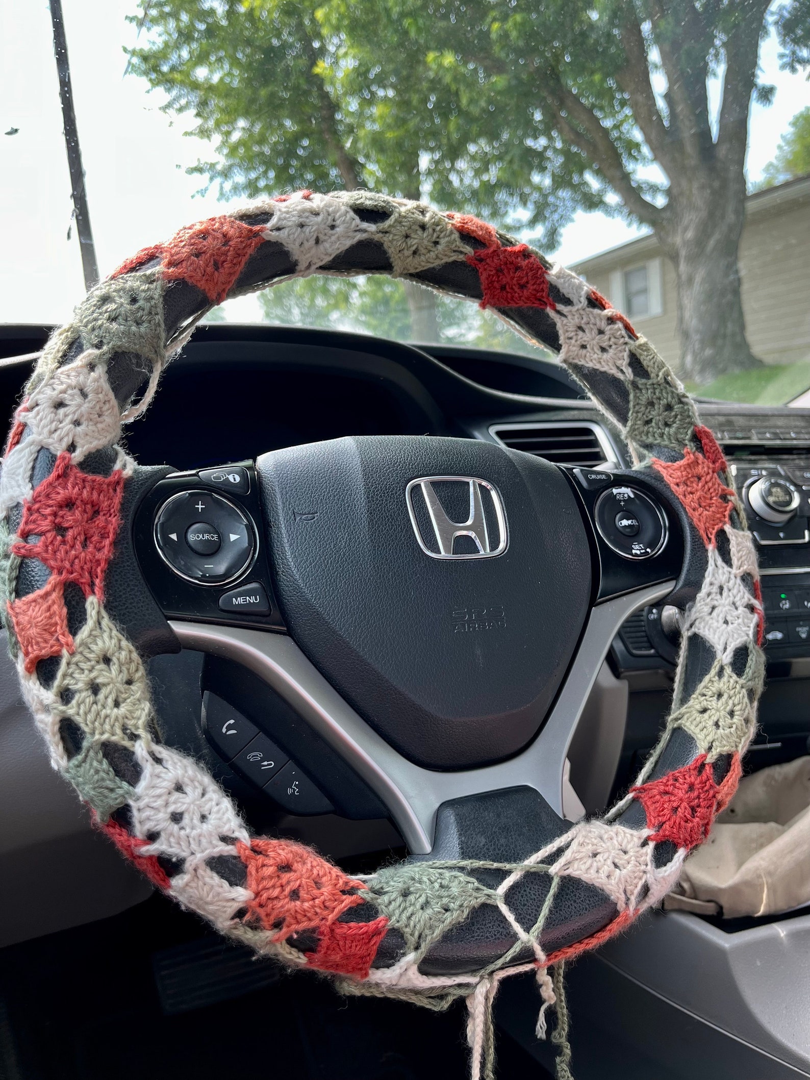 Granny Square Steering Wheel Cover Crochet Pattern - Etsy