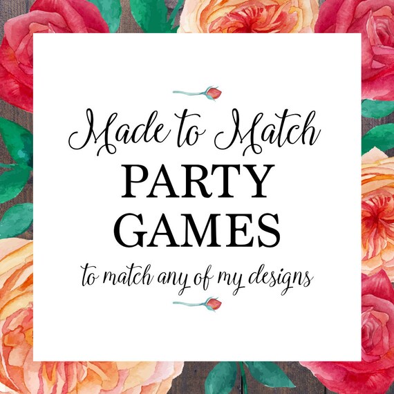 Party Games Made to Match Any of My Designs Suitable for - Etsy Australia