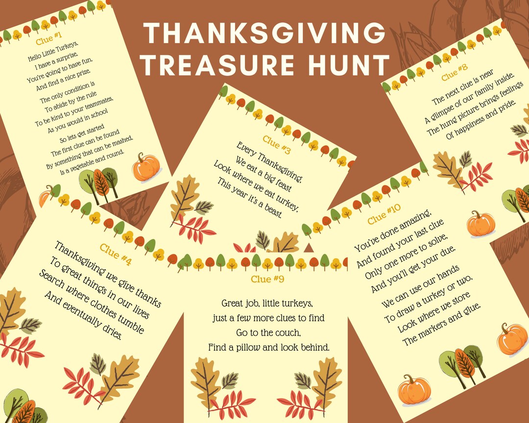 Thanksgiving Activity for Kids, Thanksgiving Treasure Hunt ...