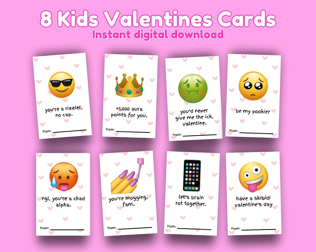 Kids Slang Valentine's Day Cards, Printable Funny Kids Valentines ...