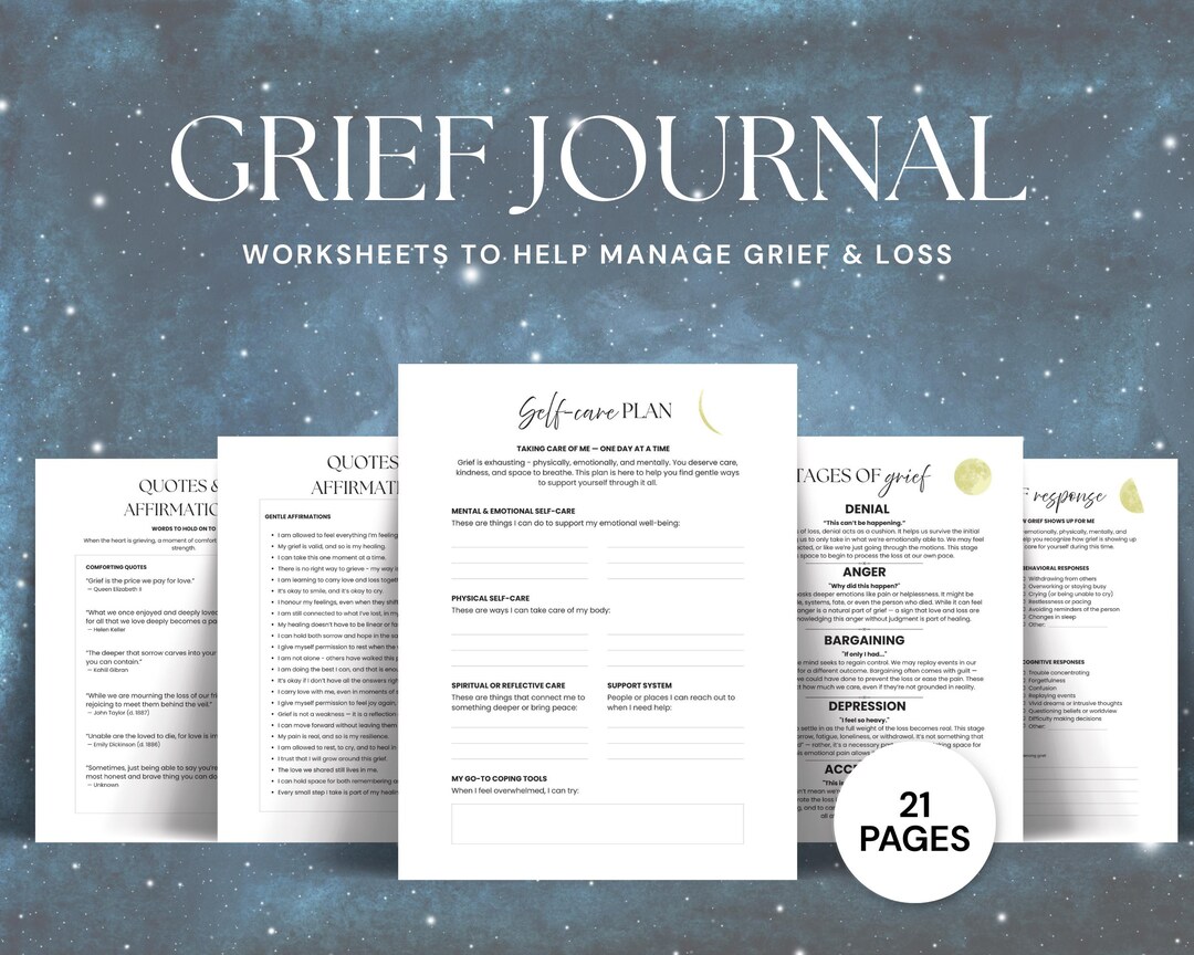 Grief and Loss Journal: Printable Healing Workbook (digital Download ...