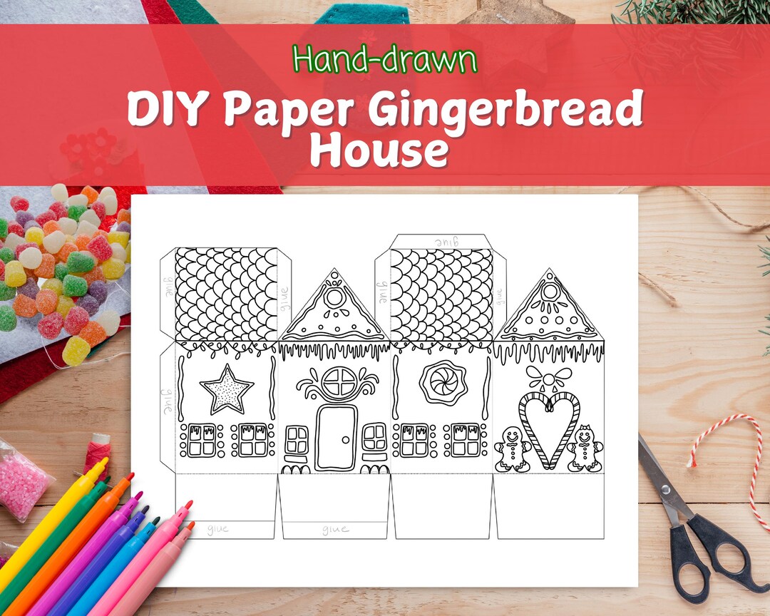 DIY Paper Gingerbread House Craft Kit - Color, Cut and Fold, Fun ...