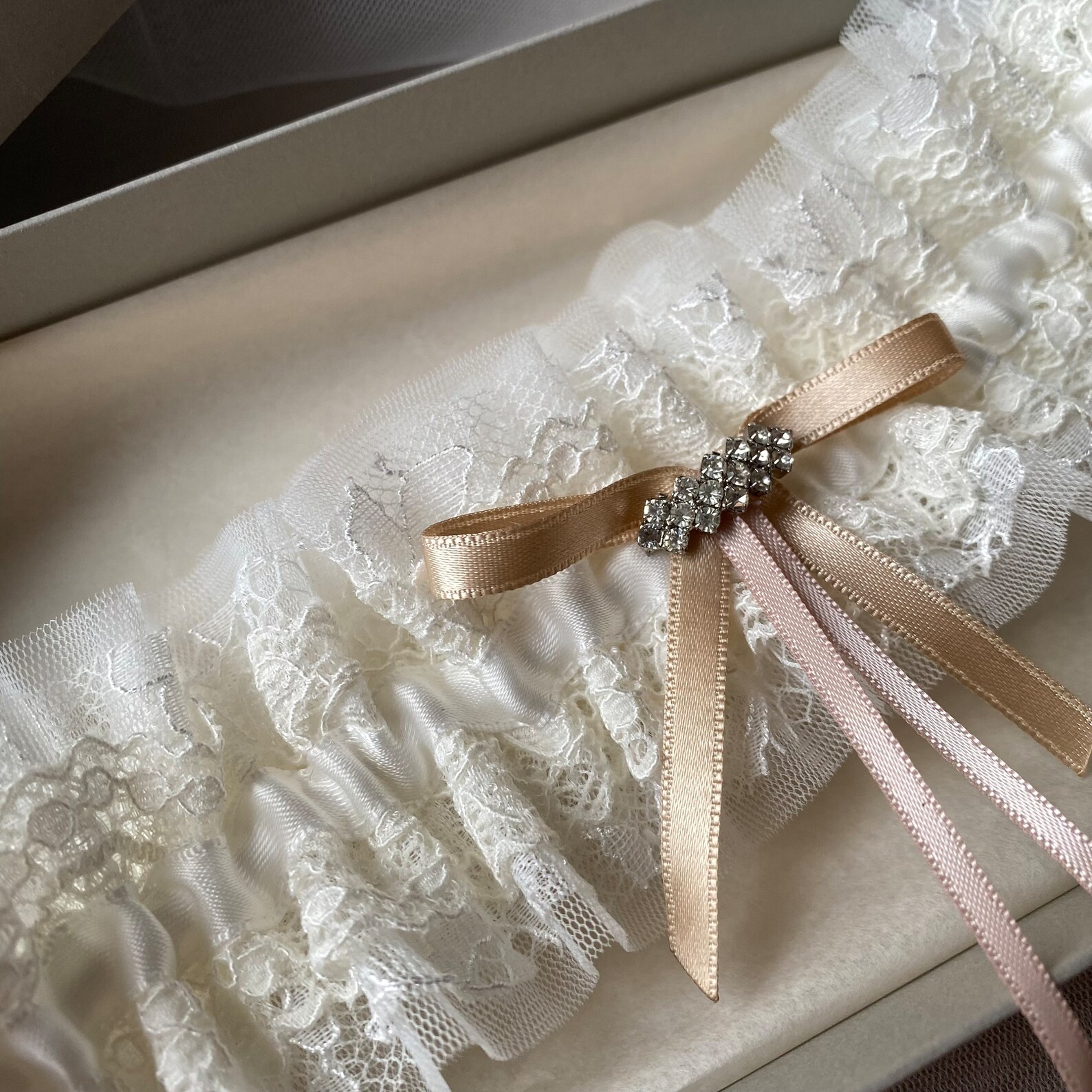 Bridal Ivory Garter, Wedding off White Garter, Luxury Tulle Garter With ...