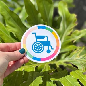 Inclusive Wheelchair Sticker Mobility Awareness Rainbow Wheelchair ...