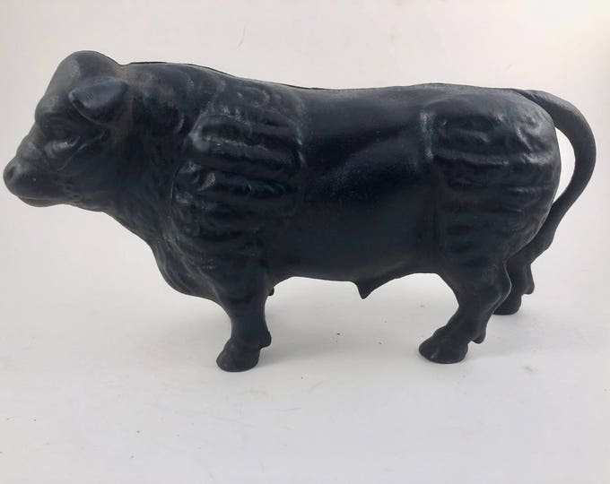 Cast Iron Bull Bank Vintage Bull Bank Piggy Bank Coin Bank - Etsy