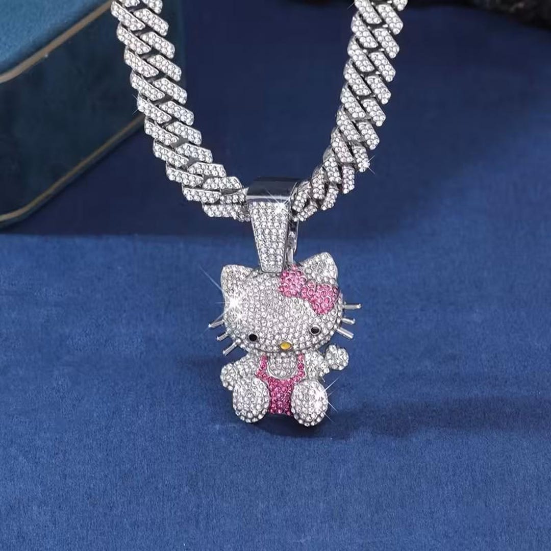 LAST One!!!---hello Kitty Silver-tone-necklace-iced Out Cuban Chain ...