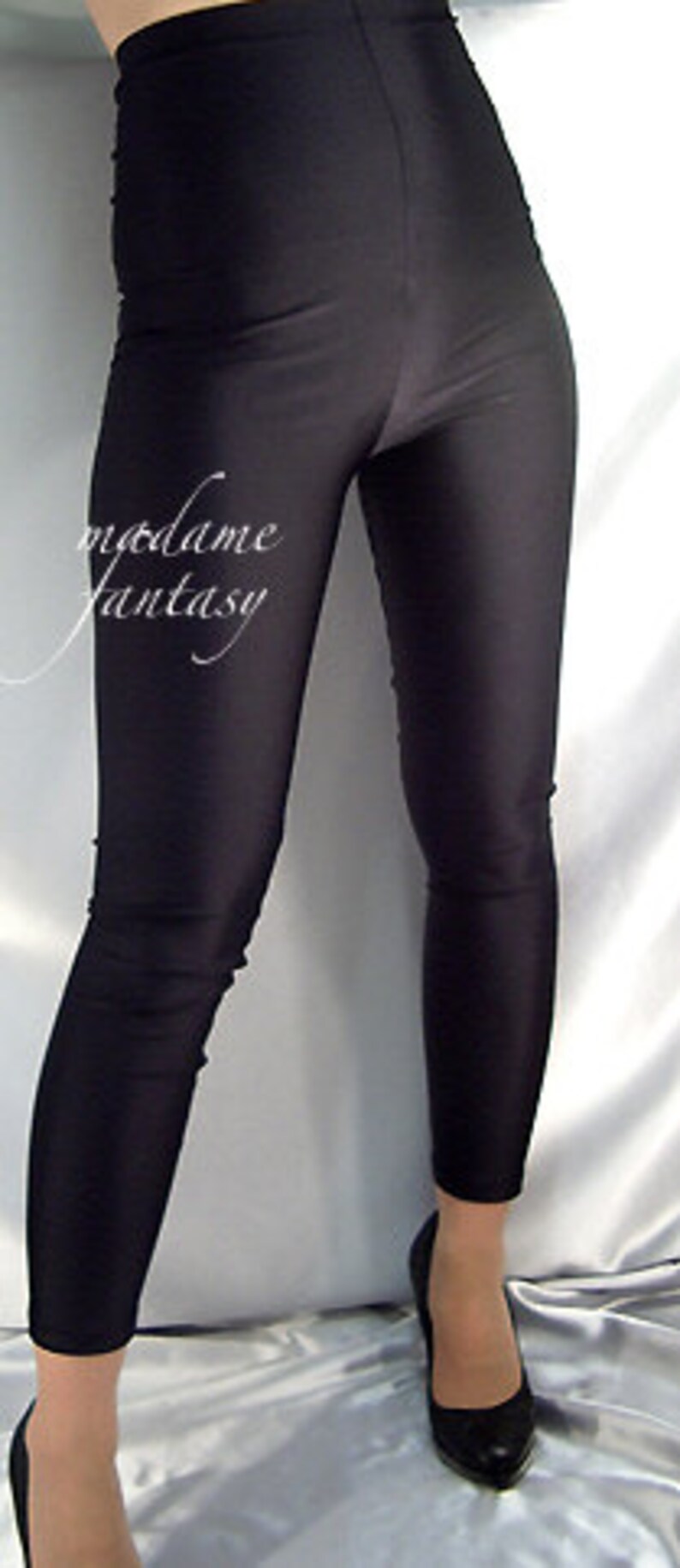 Thin Spandex High Leggings Black Etsy