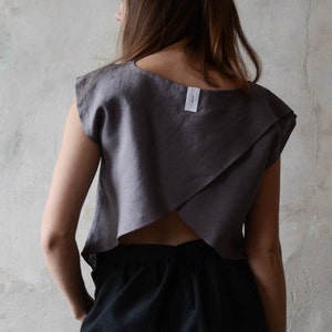 Womens Linen Top, Gray, Summer Top, Beach Top, Designer Clothing, Linen ...
